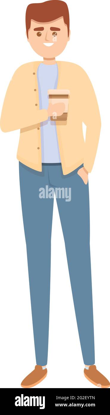 Man with coffee icon. Cartoon of Man with coffee vector icon for web ...