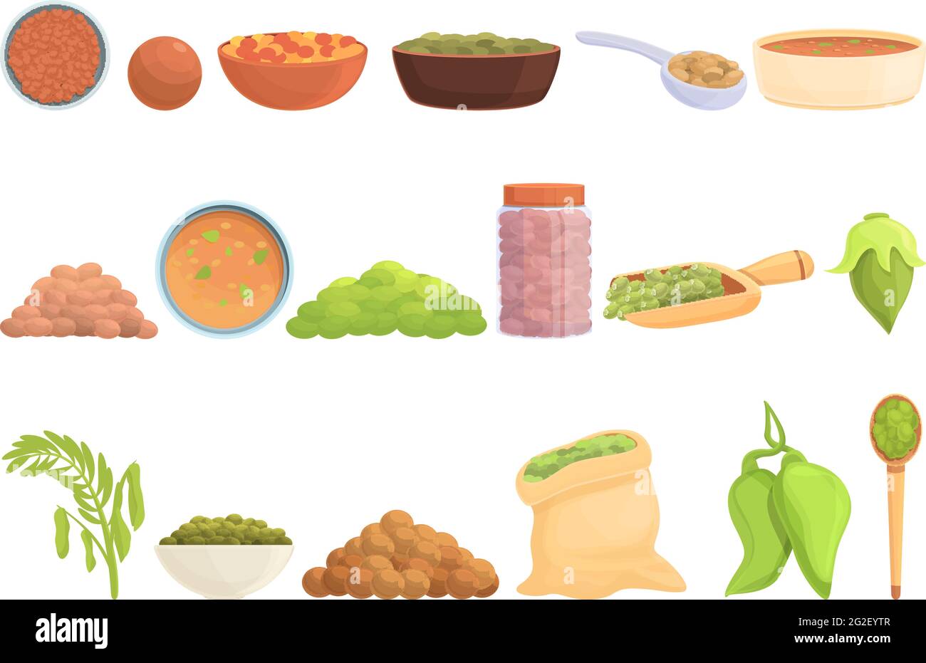 Lentil icons set. Cartoon set of lentil vector icons for web design ...