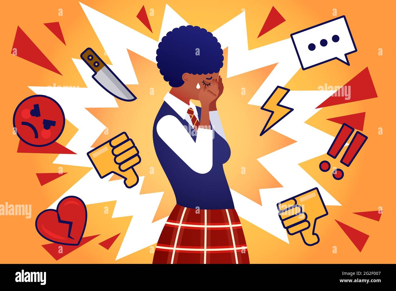 Sad african american girl Stock Vector Images - Alamy