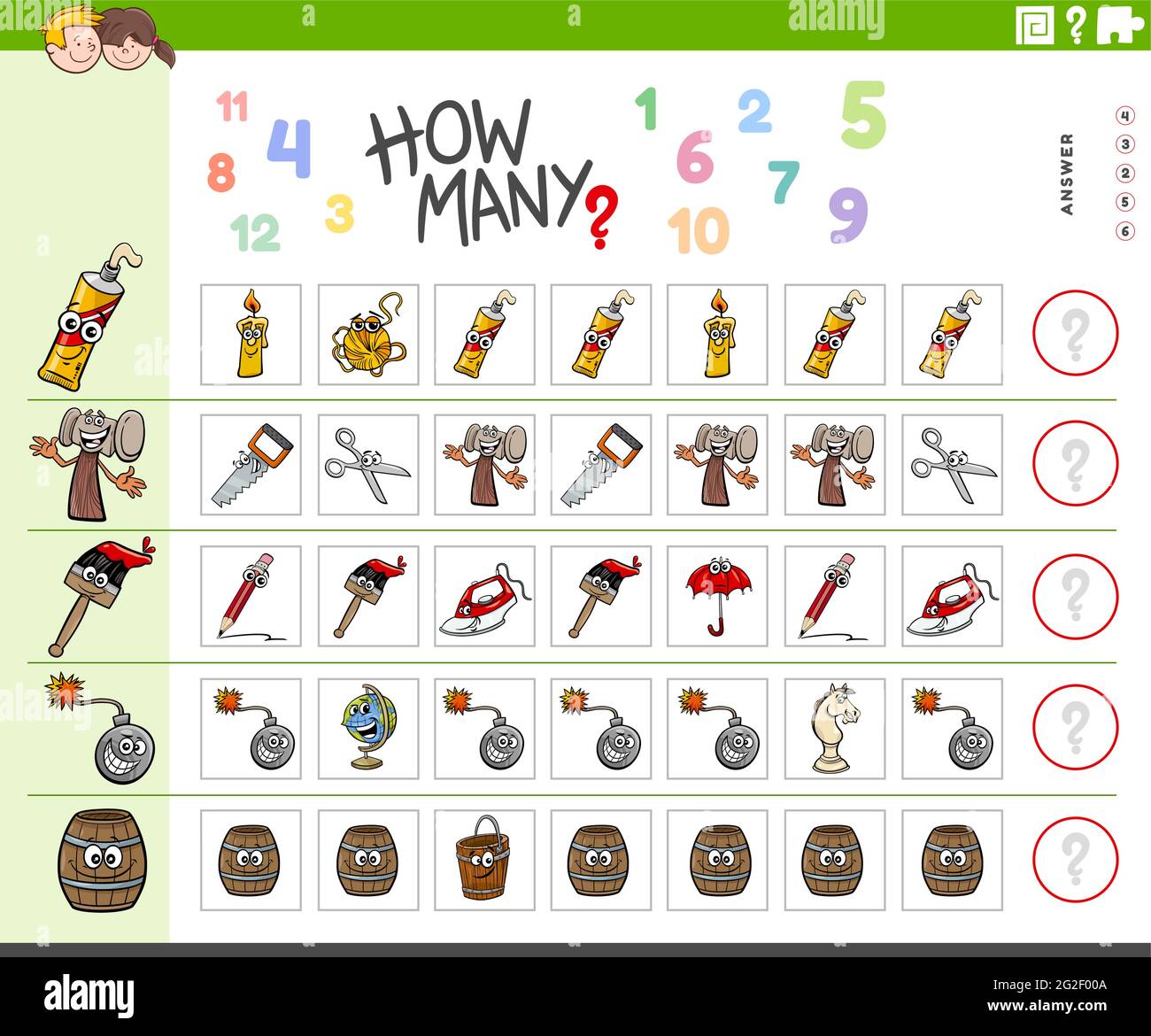 Illustration of educational counting game for preschool children with ...