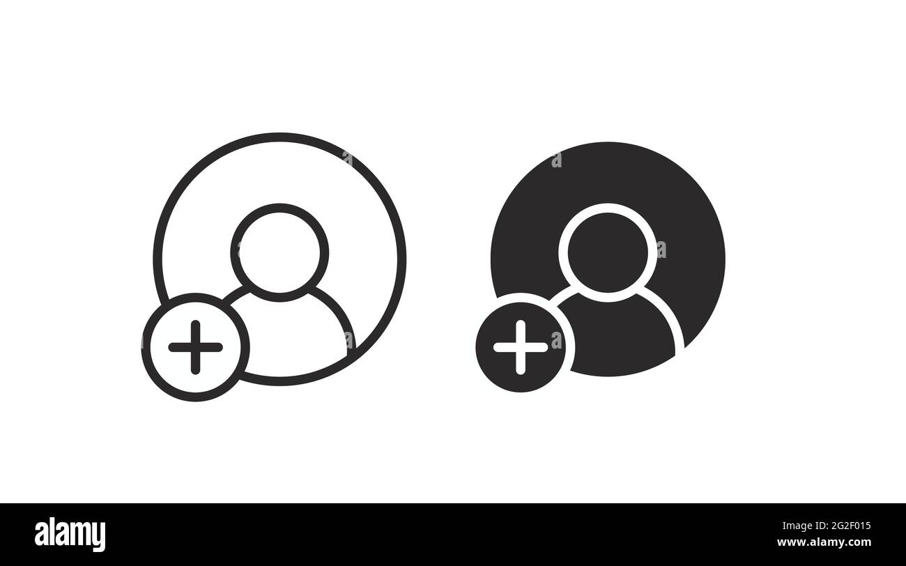 Add User Icon. Vector flat black and white set of add user illustration ...
