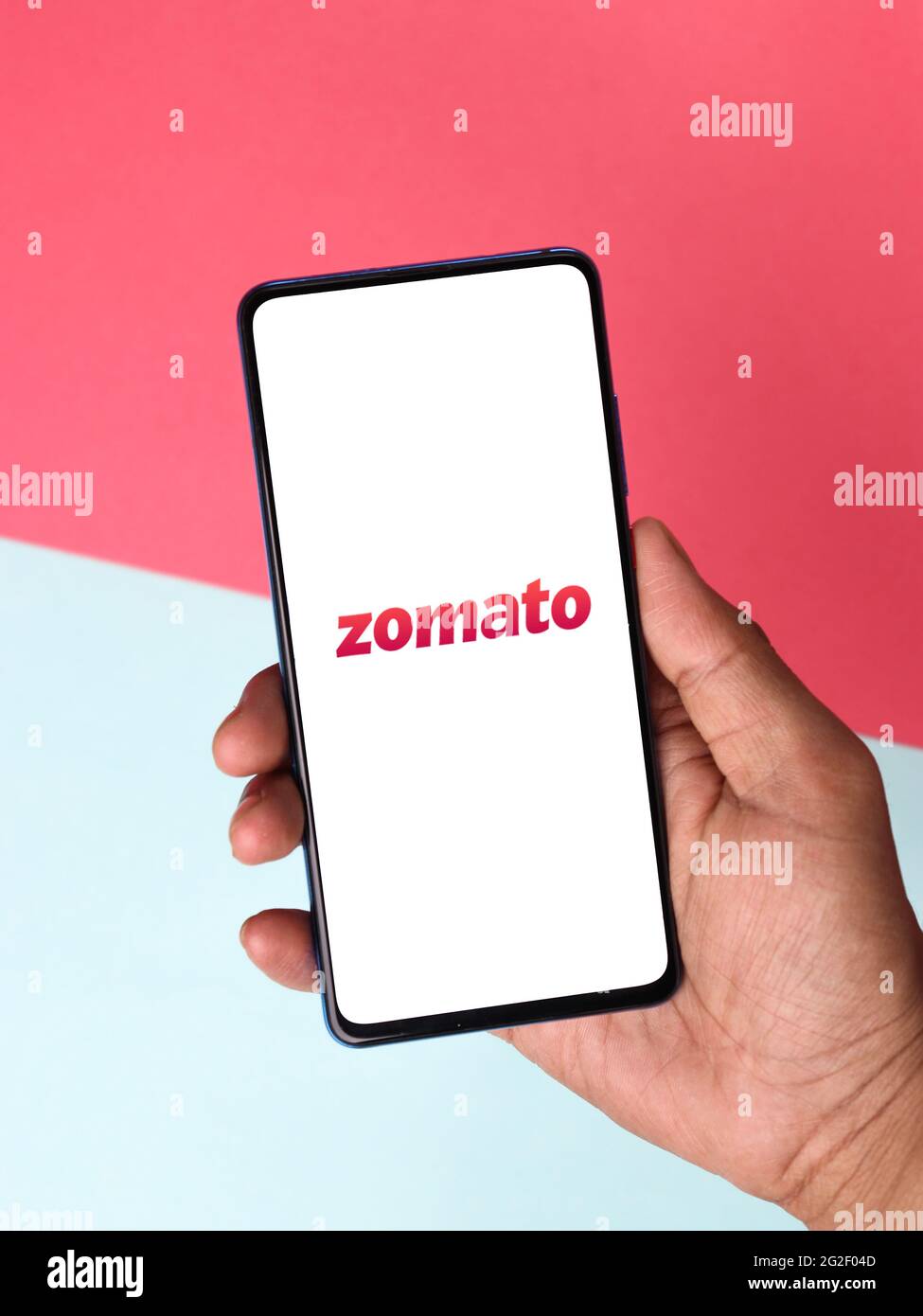 Assam, india - June 7, 2021 : Zomato logo on phone screen stock image ...