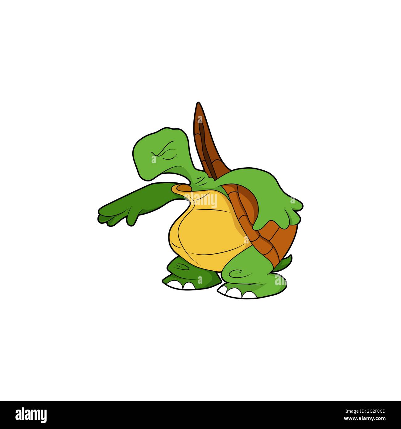 Cartoon character. Turtle got scared and closed his eyes. Isolated on ...
