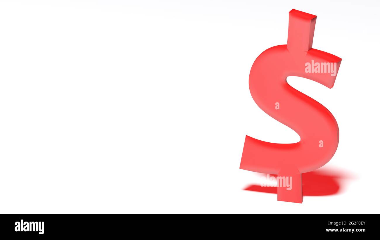 White background with red dollar sign at right side - 3D rendering ...