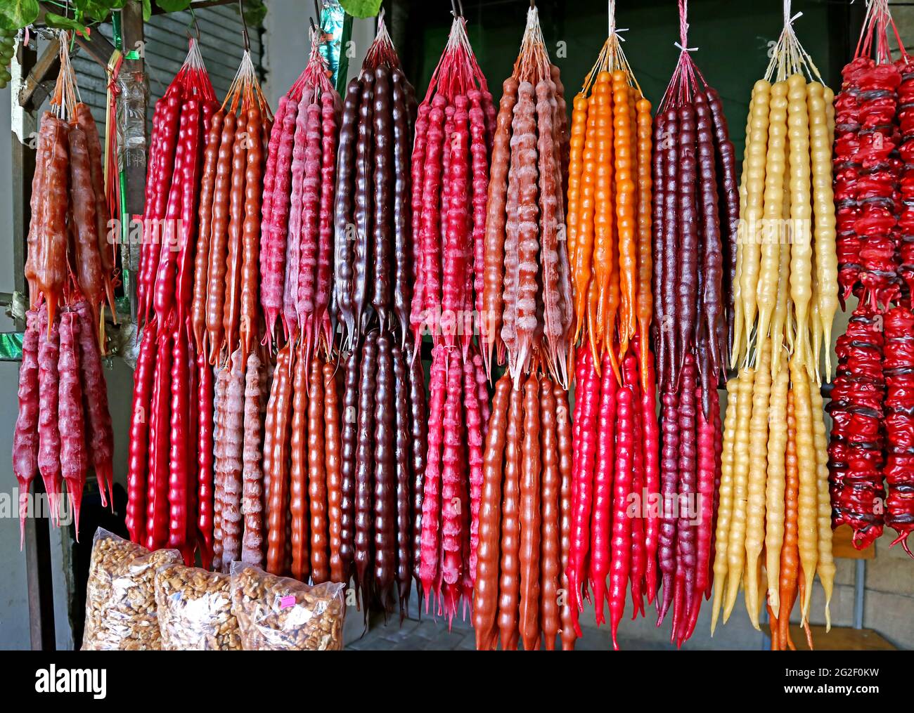 Colorful Georgian Traditional Sweets Called Churchkhela Displayed on a ...