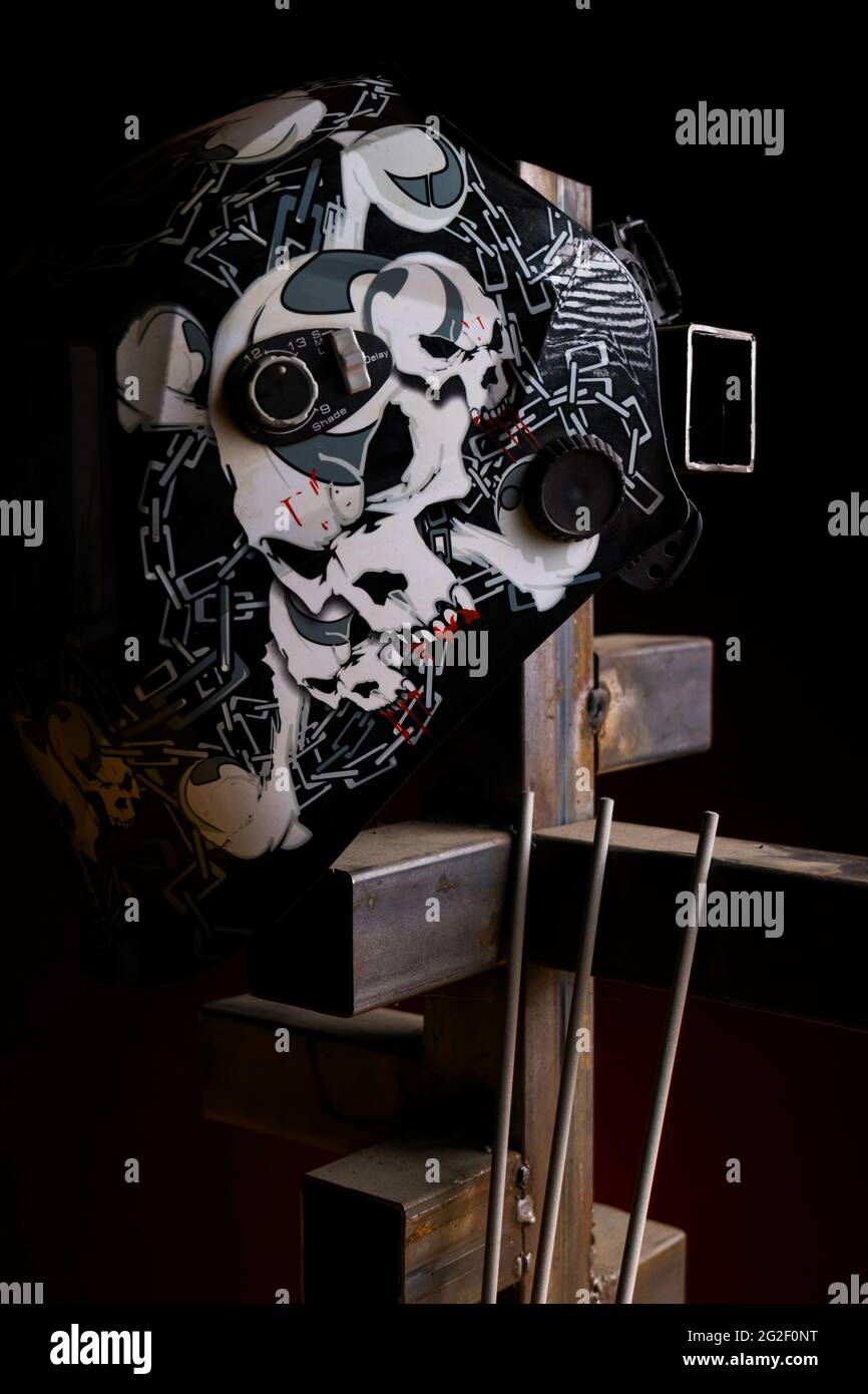 Welding mask and electrodes Stock Photo - Alamy