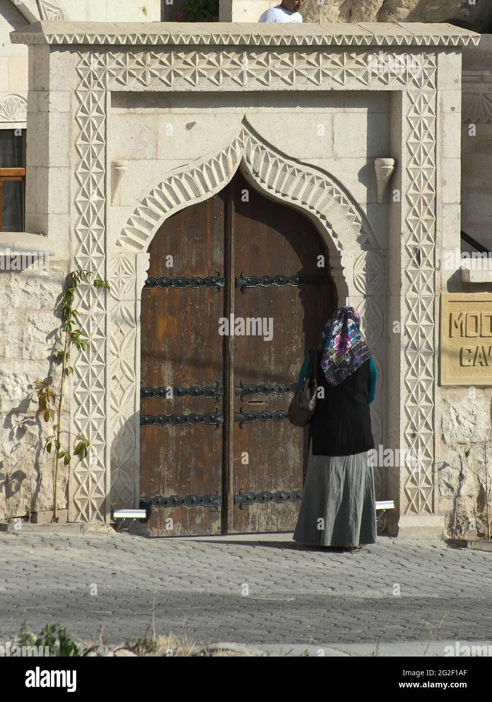 architecture and culture in Turkey woman with headscarf and decorated ...