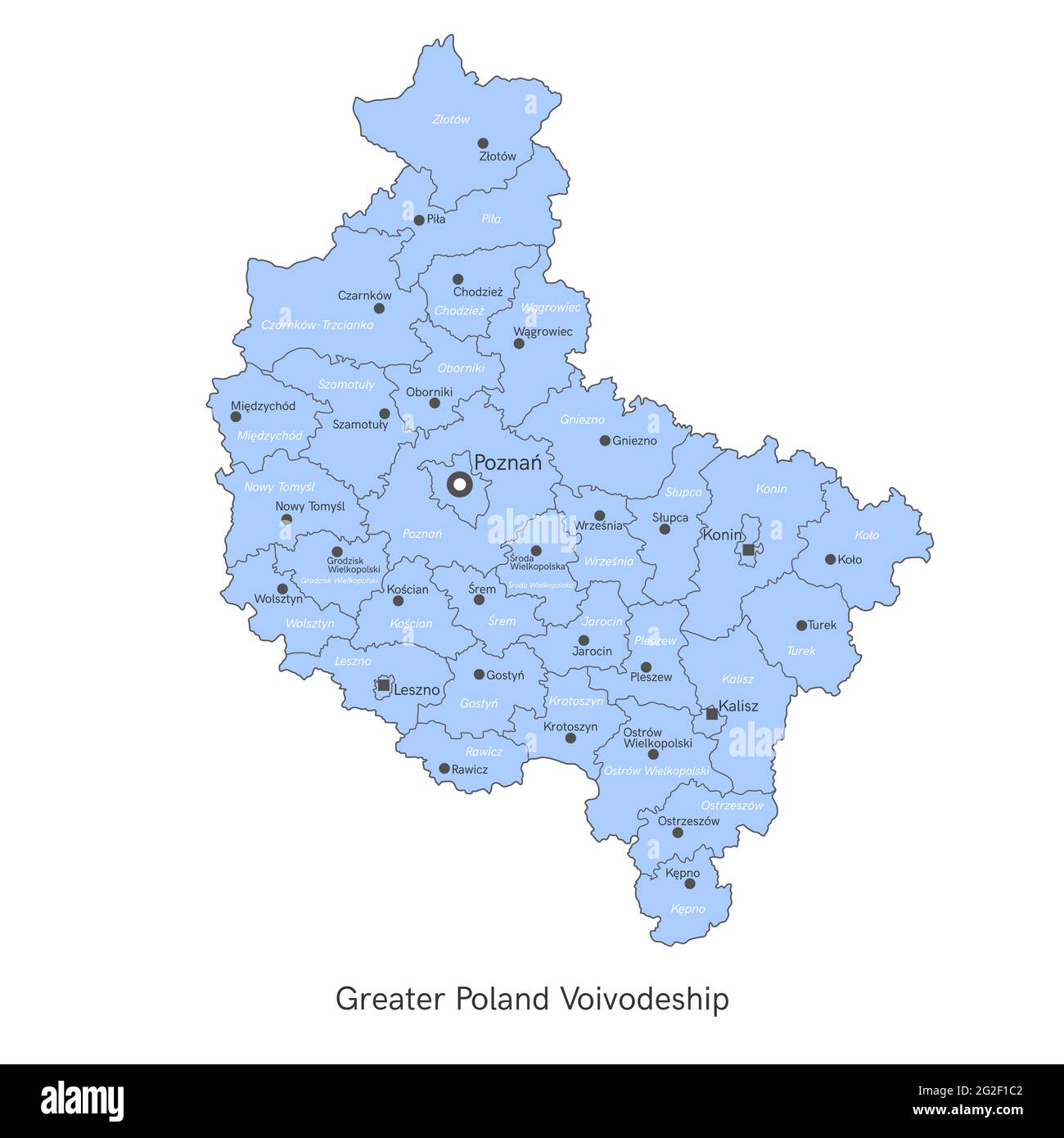 vector illustration: administrative map of Poland. Greater Poland ...