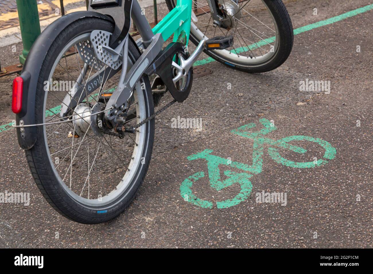 bike symbol in Beryl bike bay at Bournemouth, Dorset UK in June - first ...
