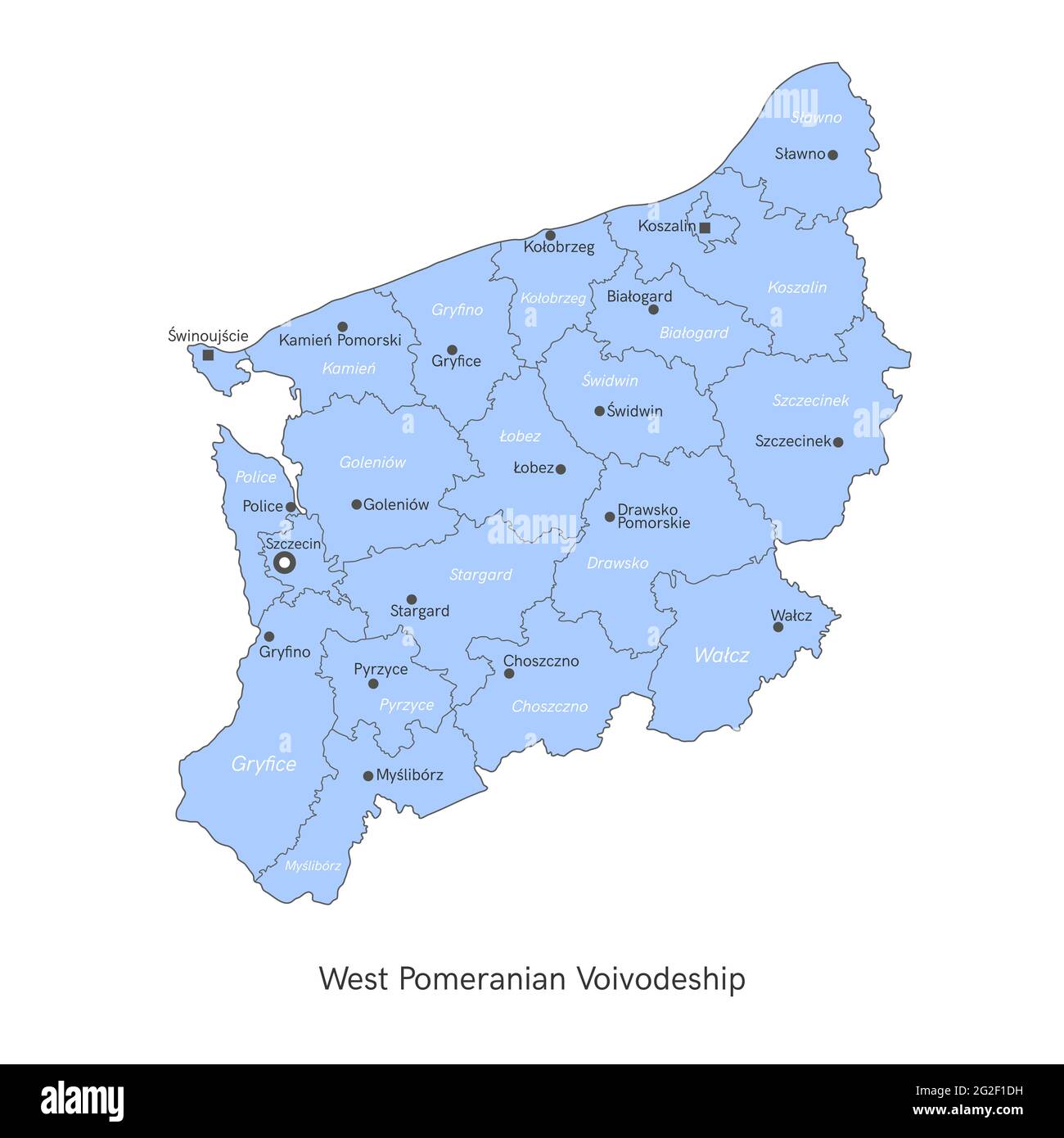 vector illustration: administrative map of Poland. West Pomeranian ... vector illustration: administrative map of Poland. West Pomeranian ...