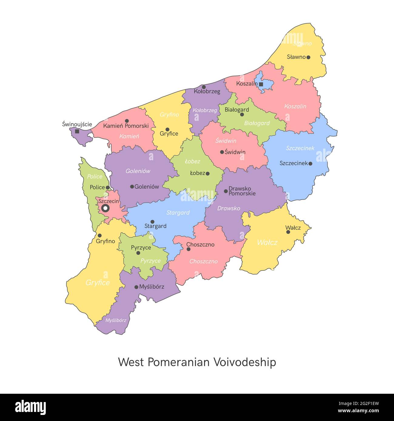 vector illustration: administrative map of Poland. West Pomeranian ... vector illustration: administrative map of Poland. West Pomeranian ...