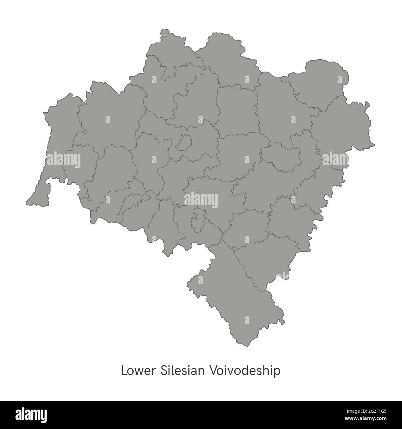 vector illustration: administrative map of Poland. Lower Silesian ...
