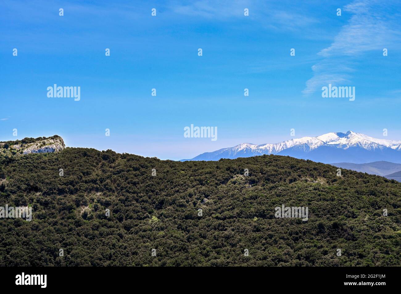 Mount Canigou seen from St-Martin-de-Fenouillet, towering high above ...