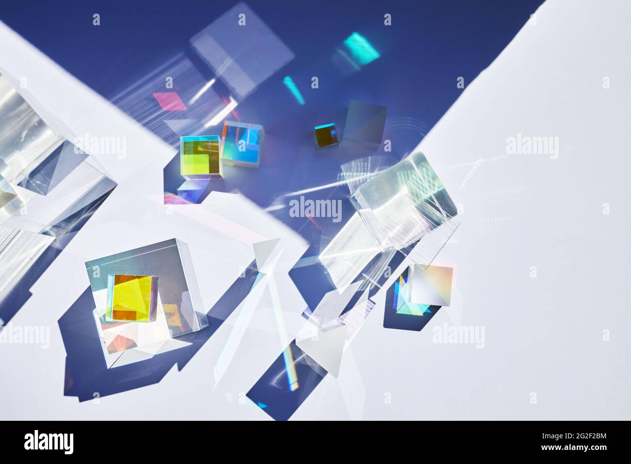 Abstract Background With Glass Geometric Figures Prisms With Light Diffraction Of Spectrum