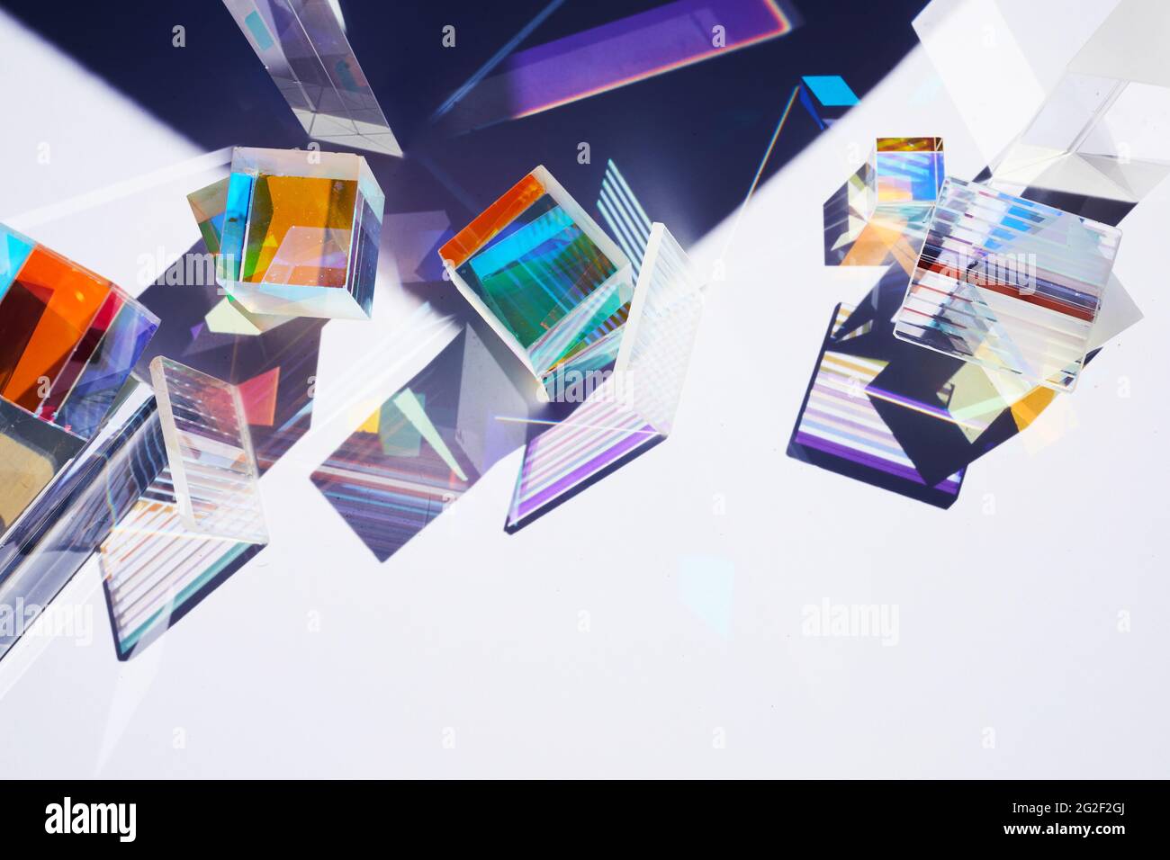 Abstract background with glass geometric figures prisms with light ...