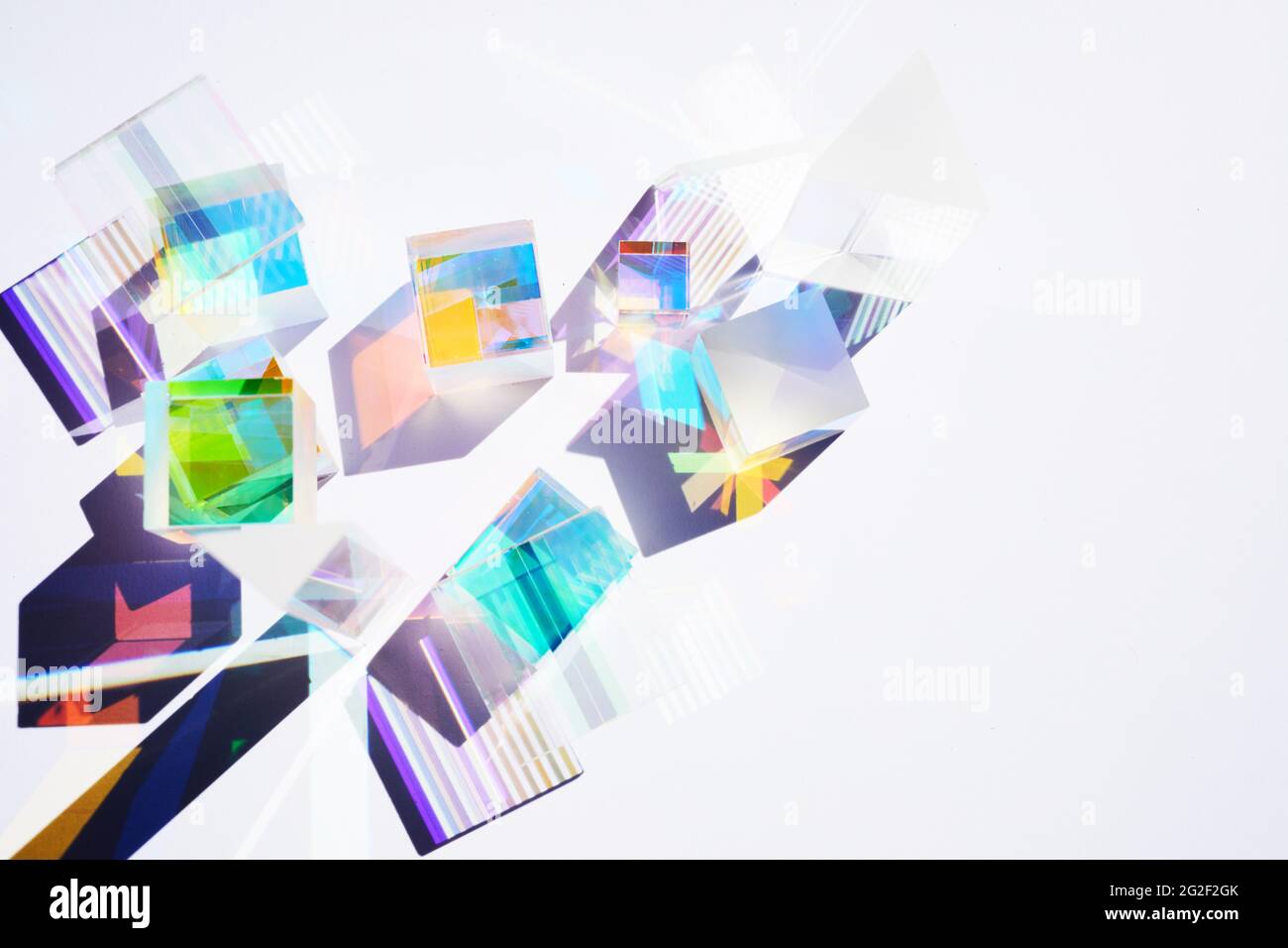 Abstract background with glass geometric figures prisms with light ...