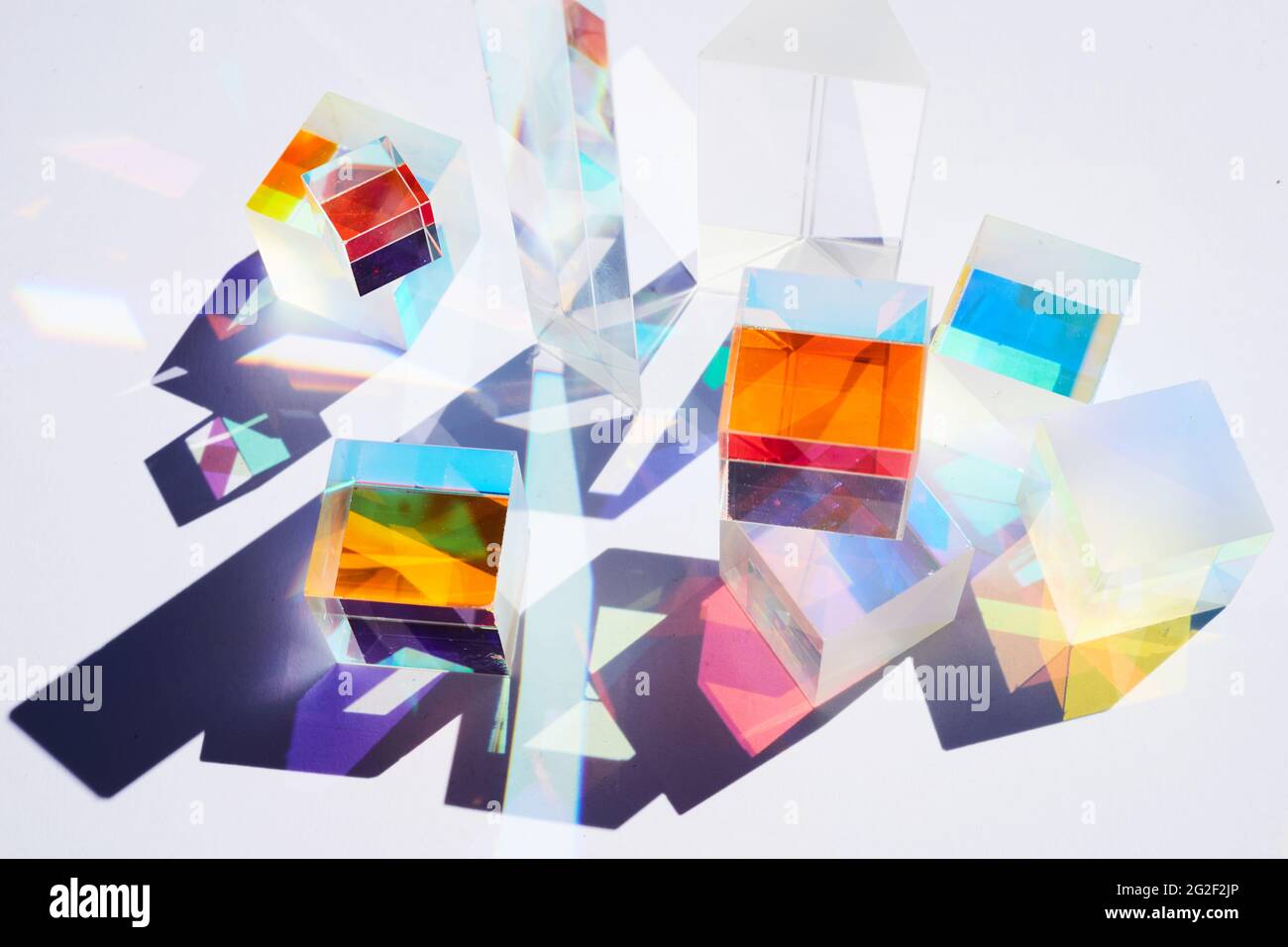Abstract background with glass geometric figures prisms with light ...