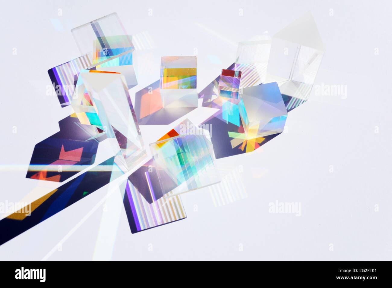 Abstract background with glass geometric figures prisms with light ...