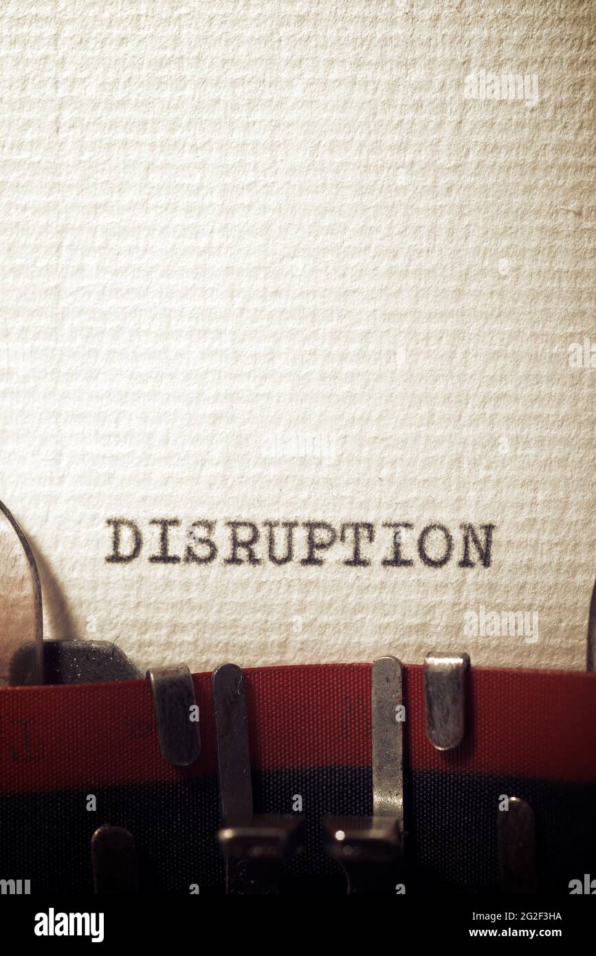 The word disruption written with a typewriter Stock Photo - Alamy