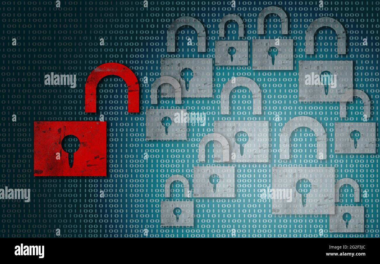 Red padlock unlock with digital screen, 3D rendering Stock Photo - Alamy