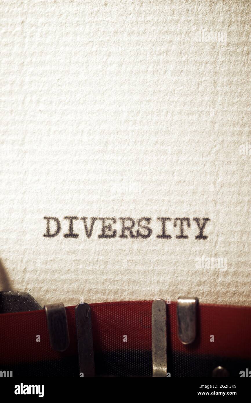 The word diversity written with a typewriter Stock Photo - Alamy