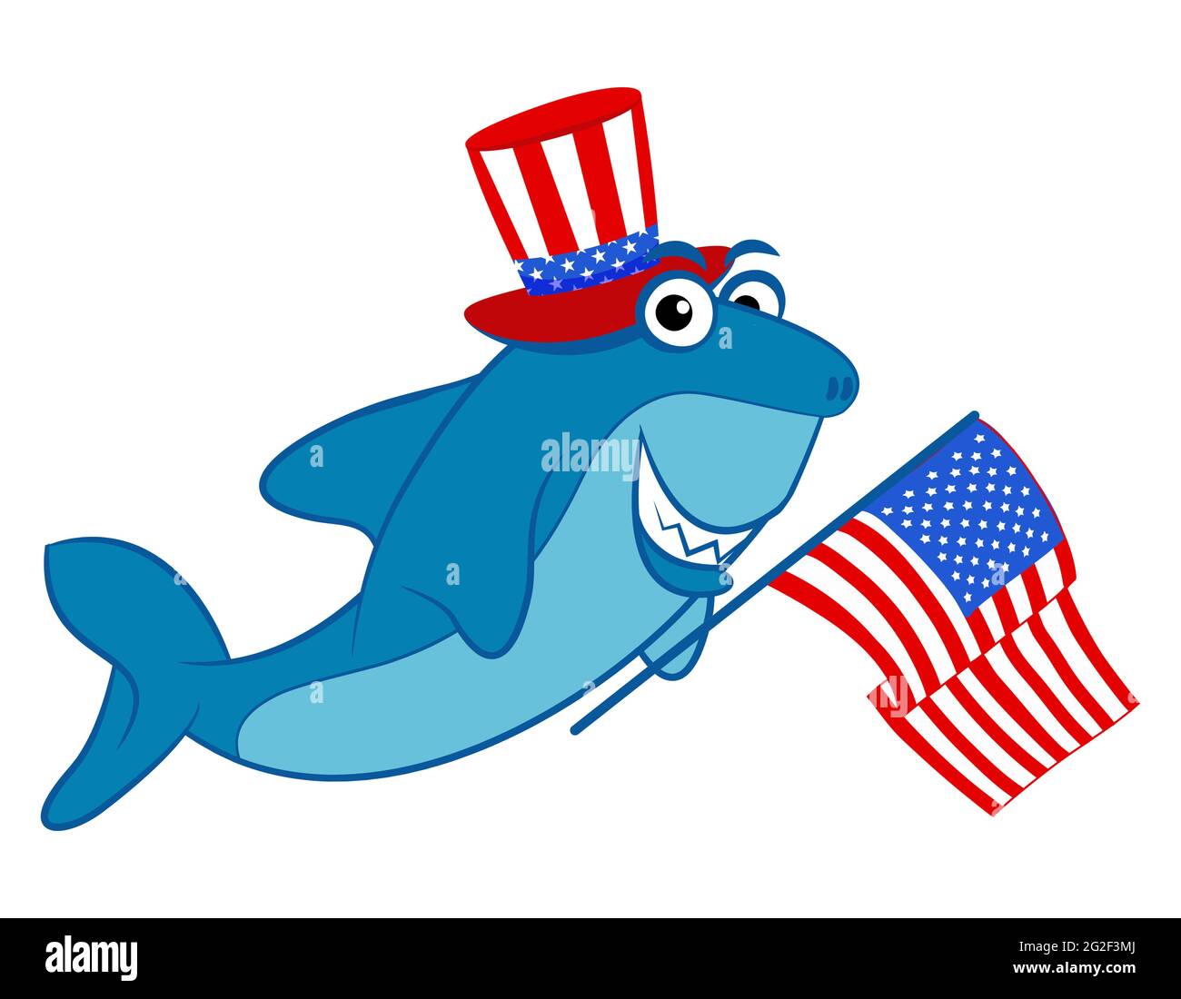 Shark with waving USA flag and uncle sam hat - Happy Independence Day ...