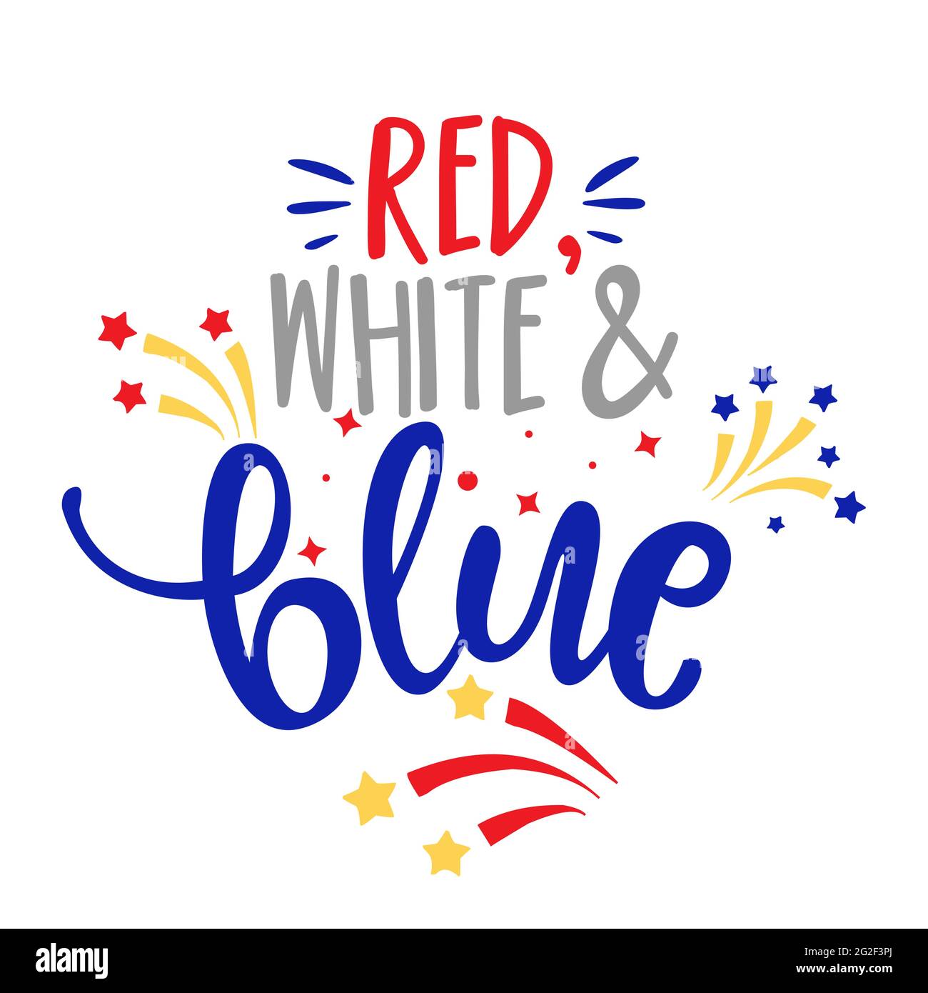 Red, white and blue - Happy Independence Day July 4th lettering design ...