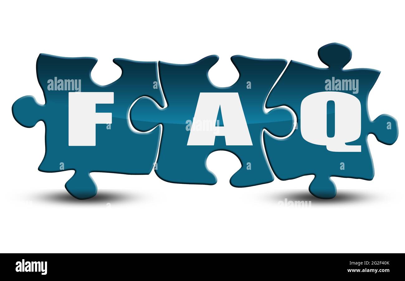 FAQ word on puzzle isolated on white, 3D rendering Stock Photo - Alamy