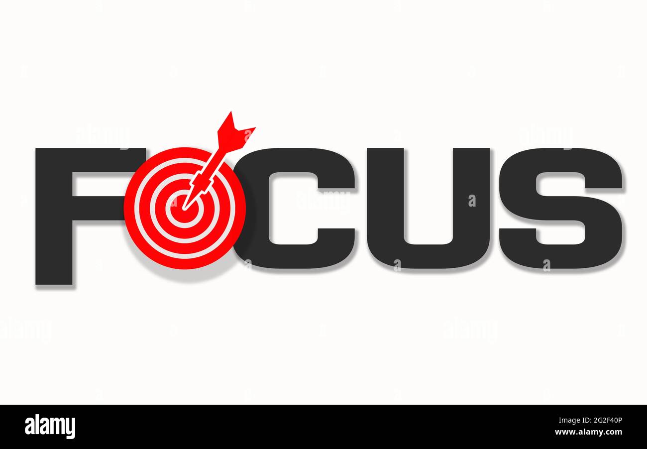 Focus word with targets and arrows, 3D rendering Stock Photo - Alamy