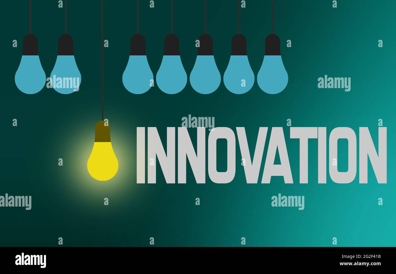 Innovation word with lighting bulb, 3d rendering Stock Photo - Alamy