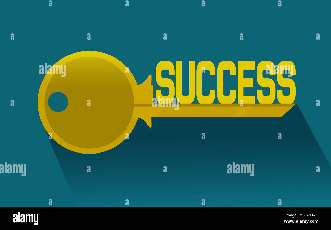 Key to Success with blue background, 3D rendering Stock Photo - Alamy