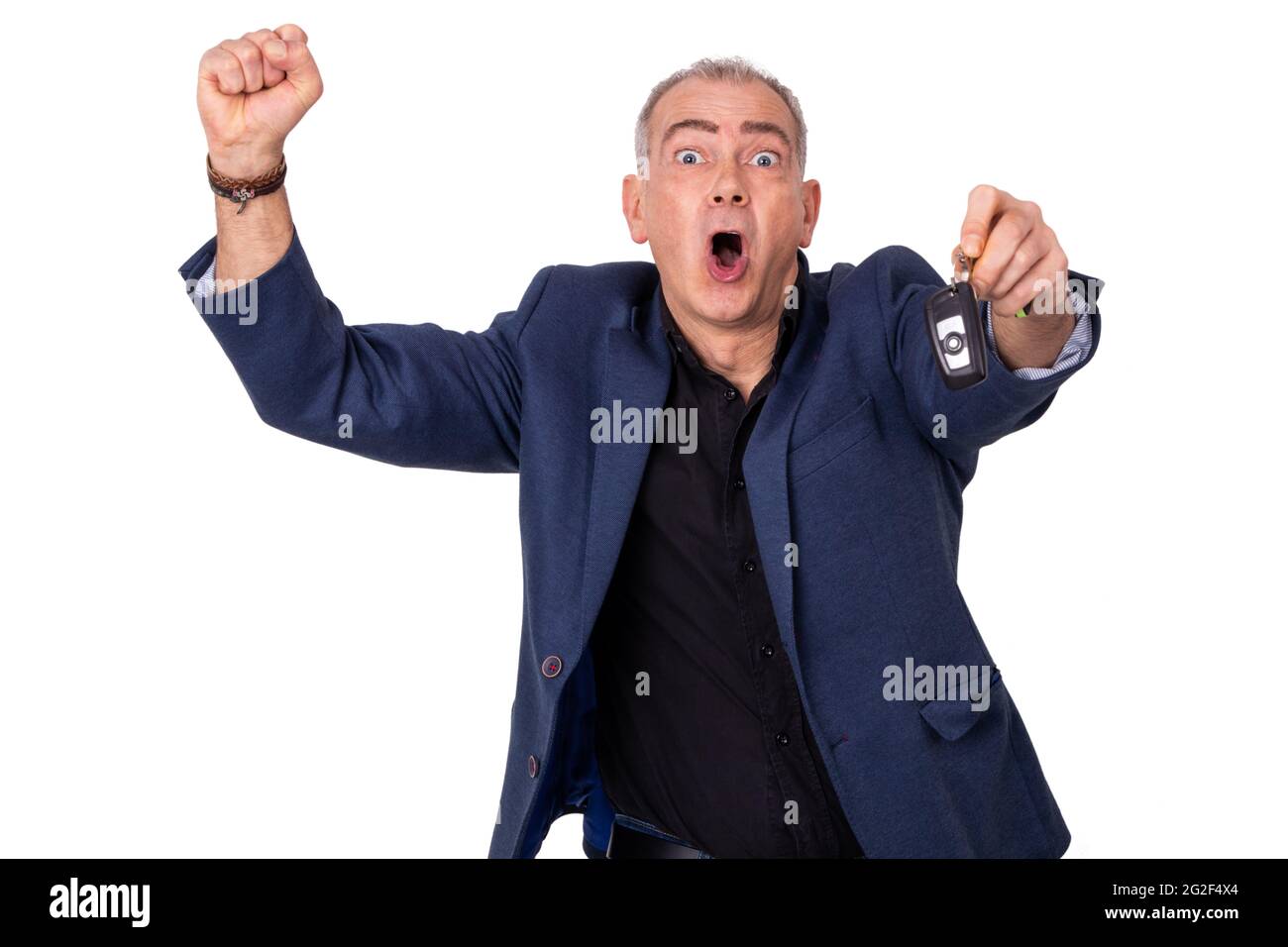 isolated man with car keys Stock Photo - Alamy