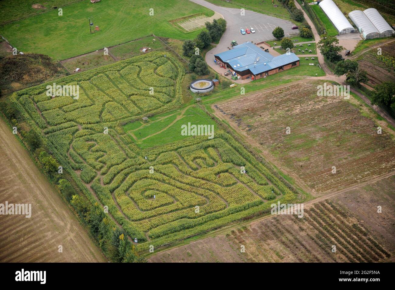 Aerial view of Essington Fruit Farm in Staffordshire Uk Stock Photo - Alamy