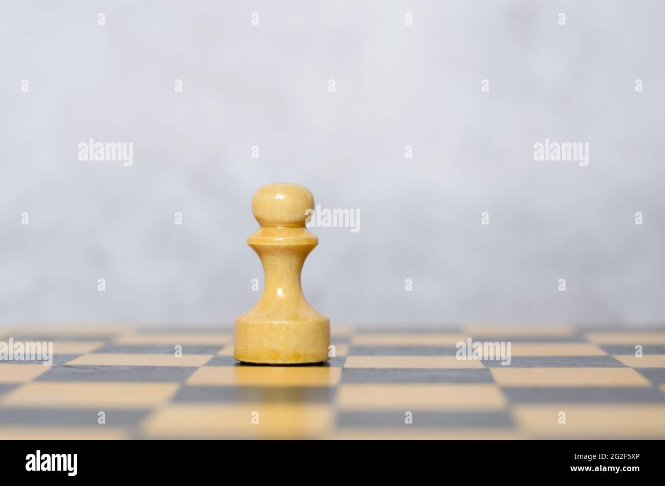 White wooden pawn on a chessboard. Chess pieces, side view Stock Photo ...