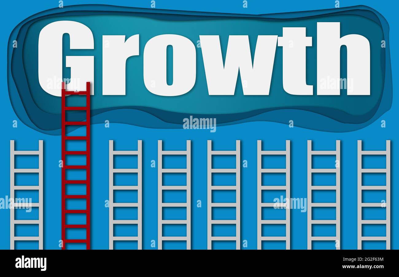 Red ladder to growth word, 3d rendering Stock Photo - Alamy
