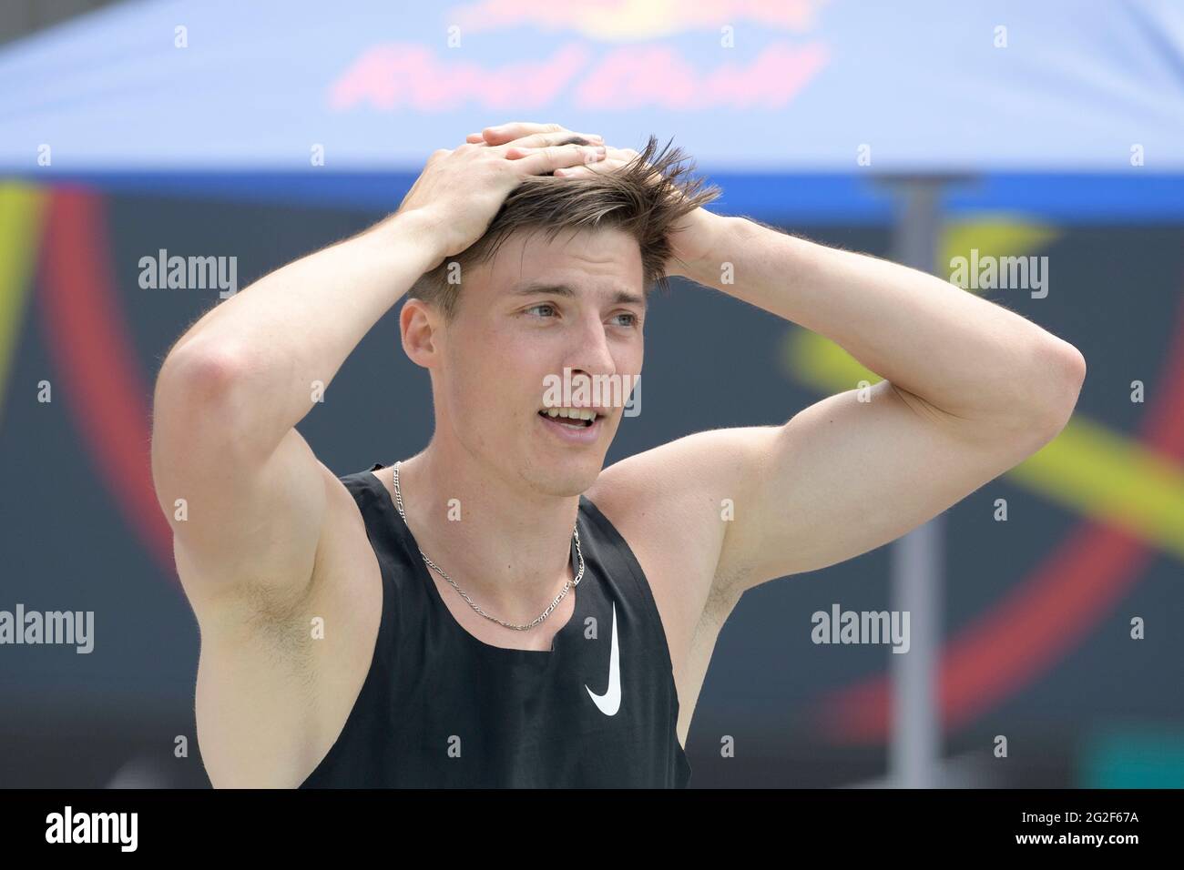 Winner Oleg ZERNIKEL (ASV Landau), pole vault; 1st place, pole vaulter ...