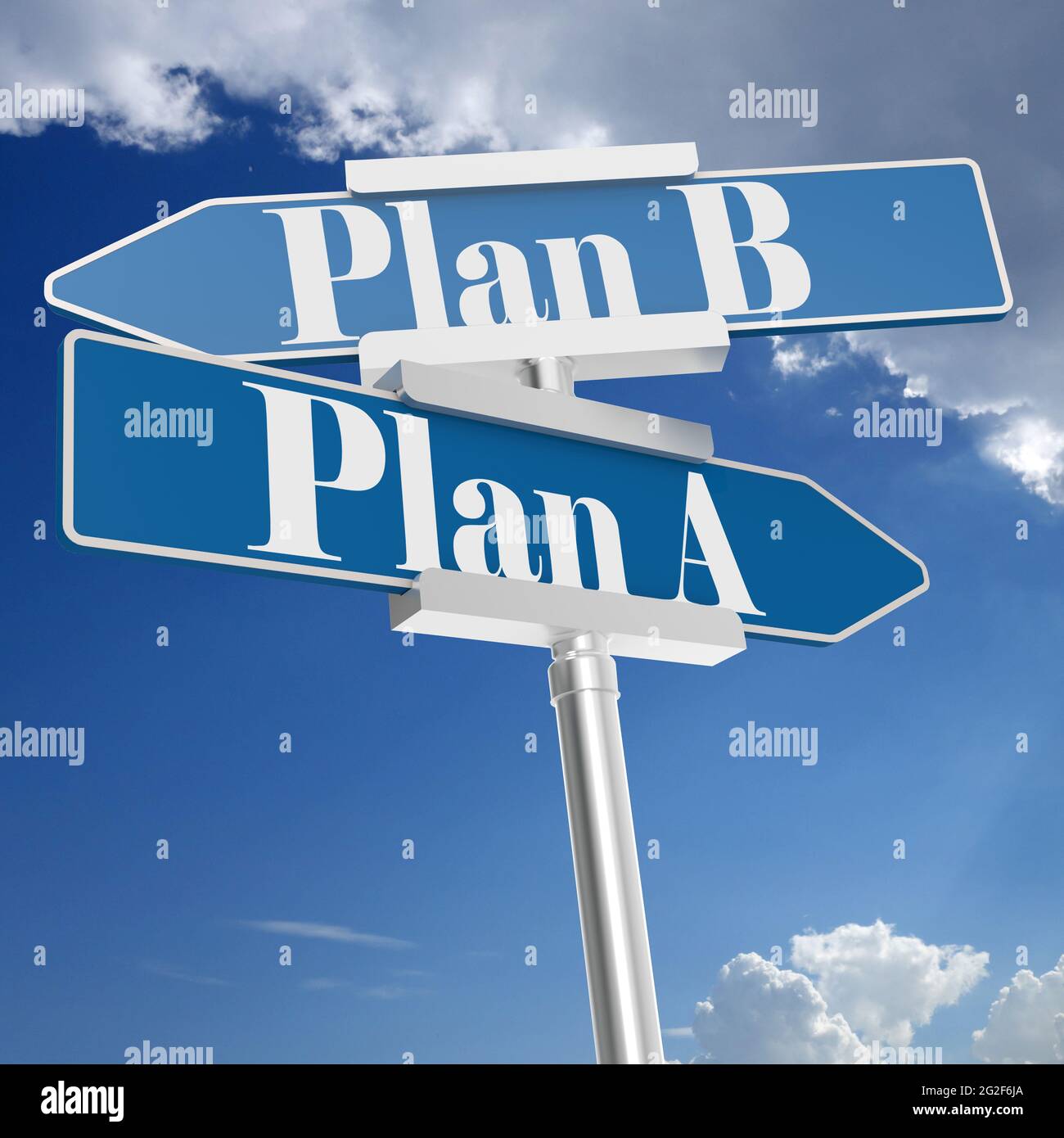 Plan a and plan b signs with blue sky, 3D rendering Stock Photo - Alamy