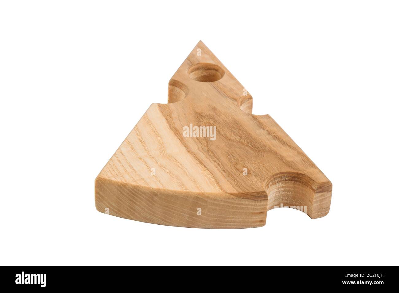 Wooden triangular cheese board on a white background Stock Photo - Alamy