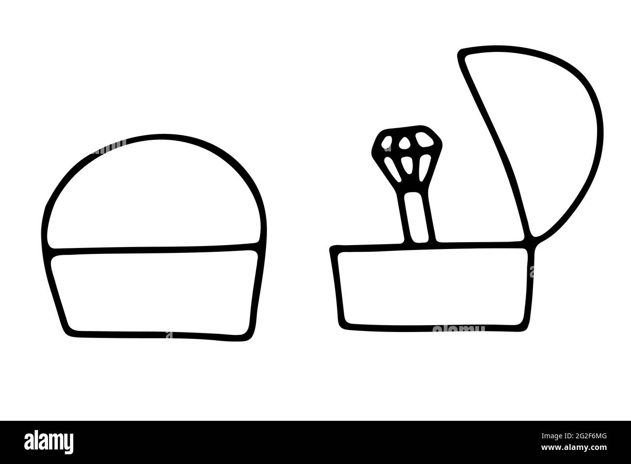 Doodle ring with diamond in a box. A hand-drawn piece of jewelry with ...