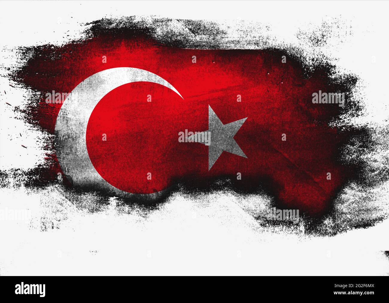 Turkey flag painted with brush on white background, 3D rendering Stock ...
