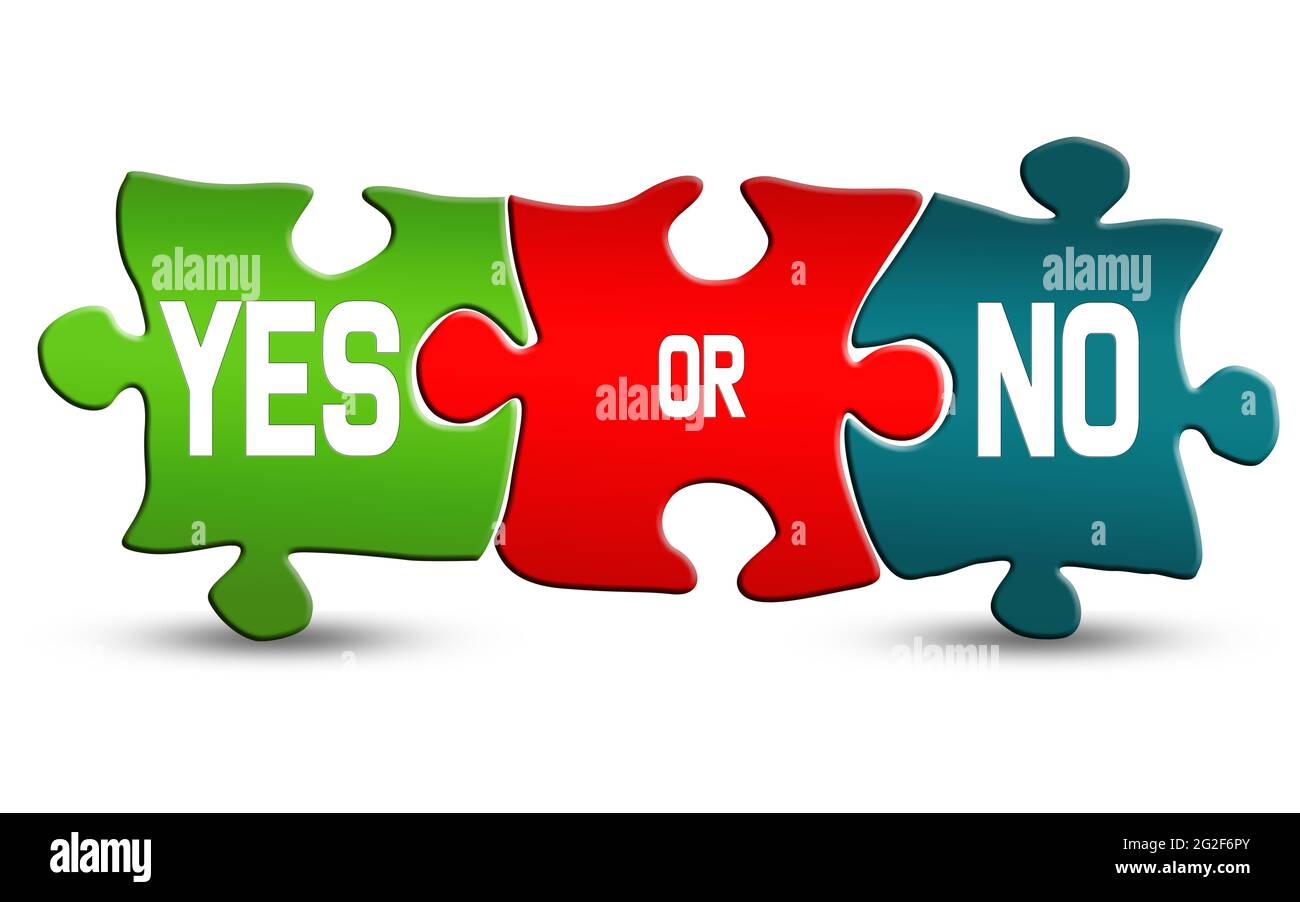 Yes or no word on puzzle, 3D rendering Stock Photo - Alamy