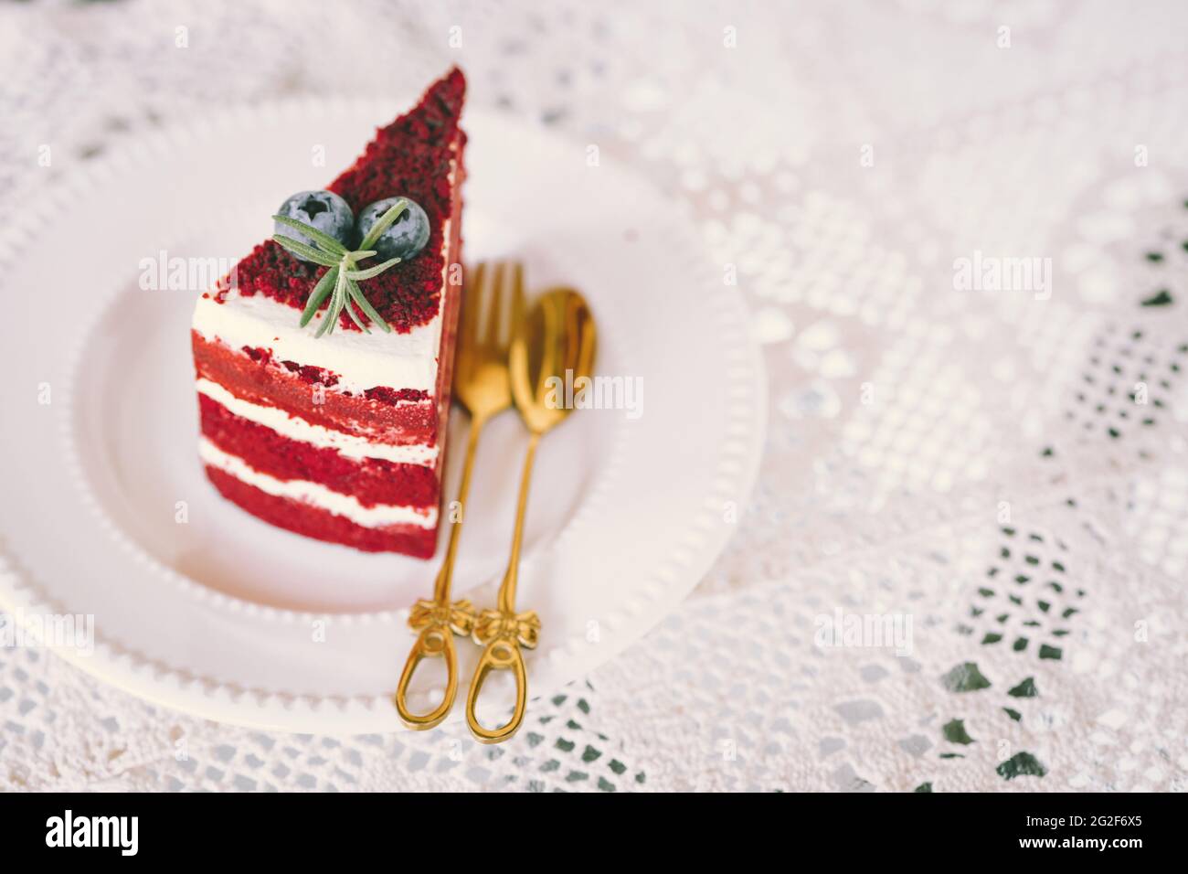 Red Velvet Cake, Sweet layer fresh bake cake layered and decoration ...