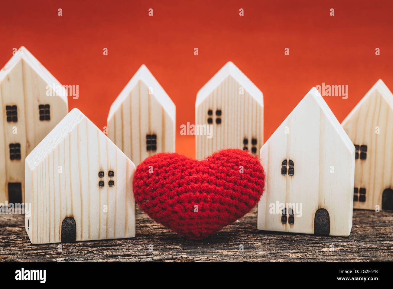 Love heart between two house wood model for stay at home love share ...