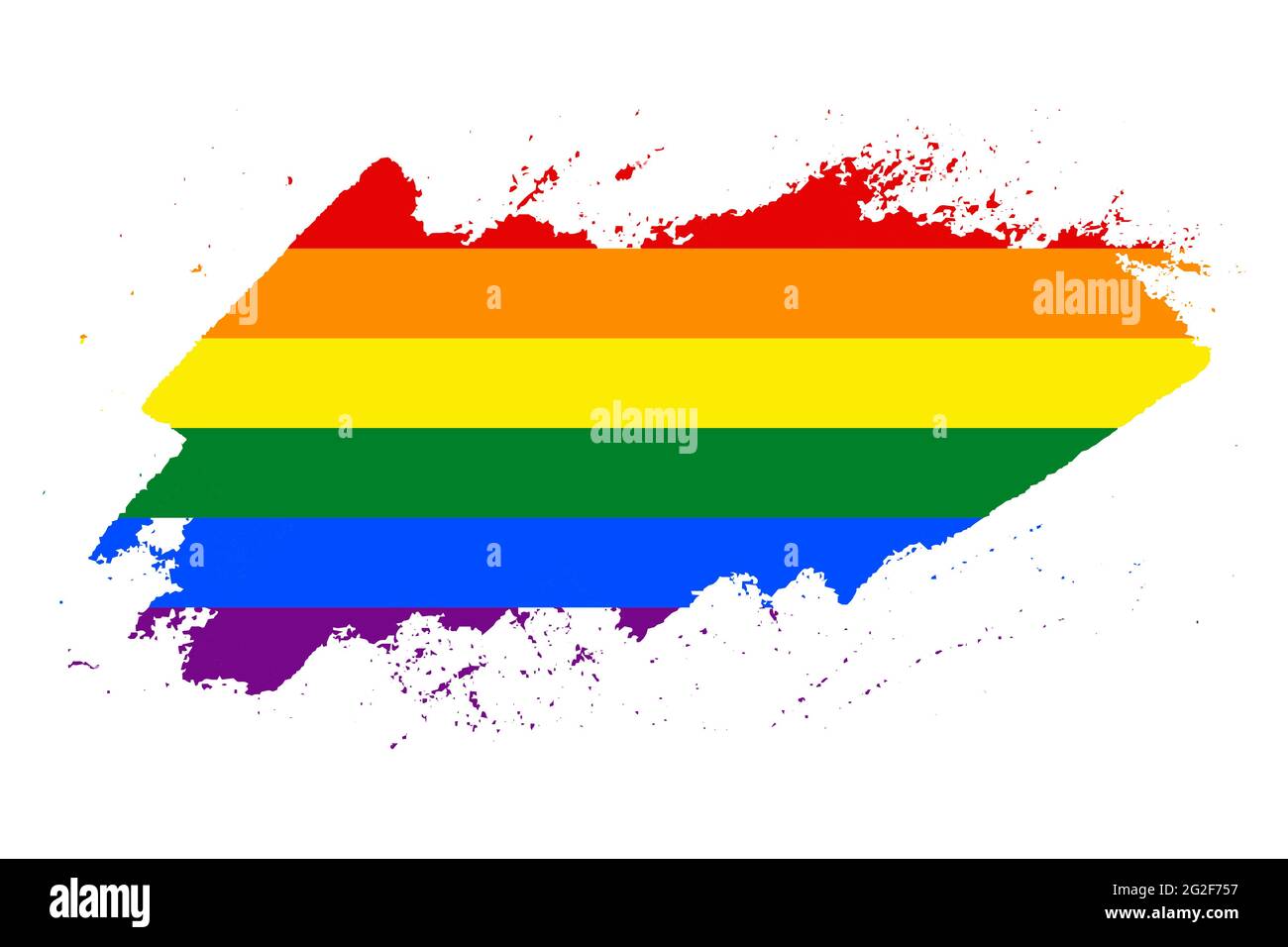 LGBT color brush stroke. Rainbow flag splash isolated on white ...