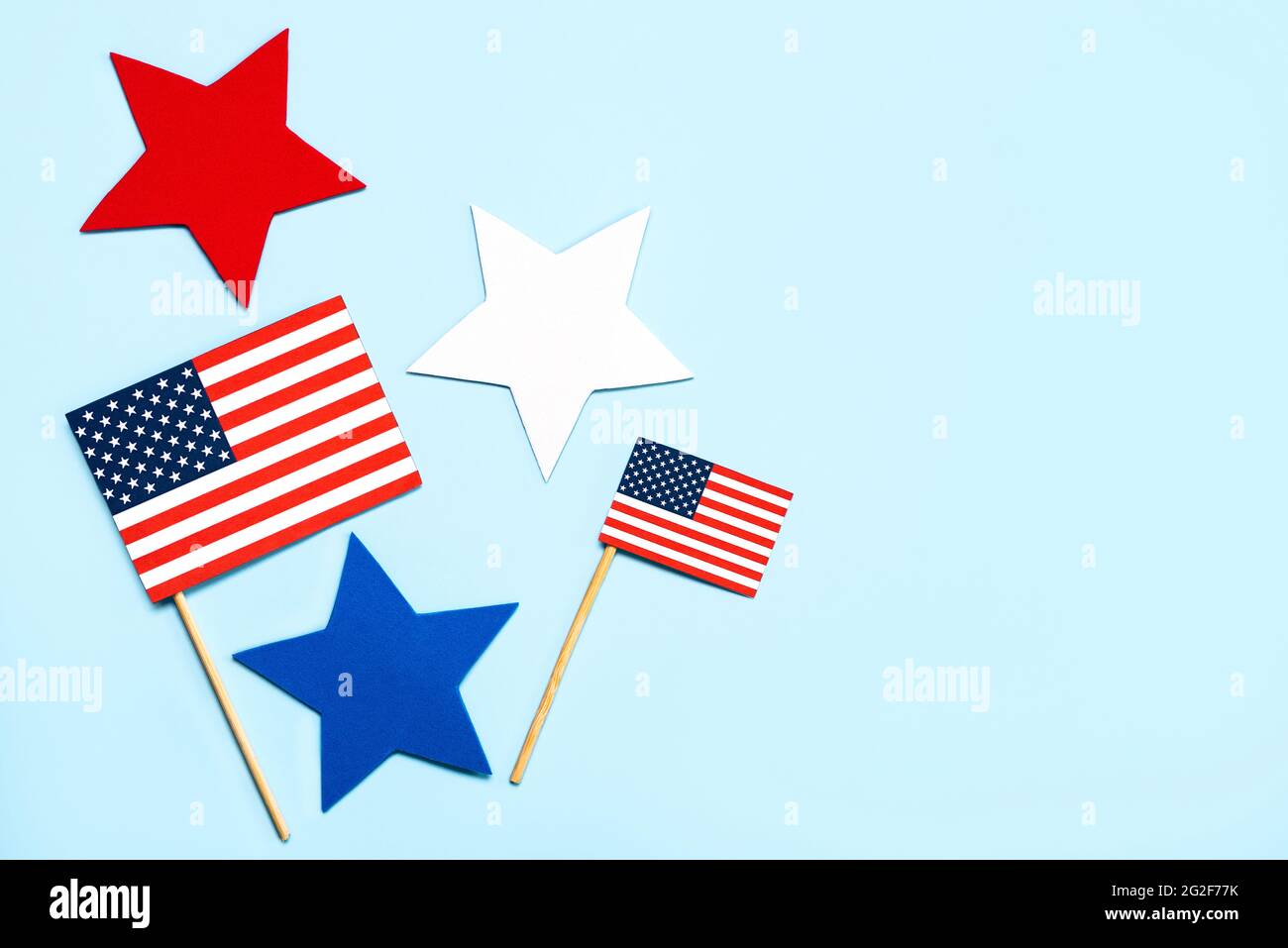 Independence day July 4th. American flags and stars with copy space on ...
