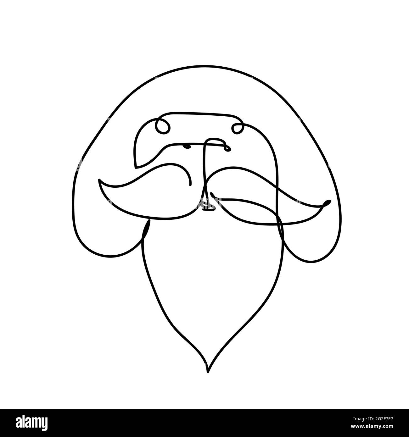 Outline man Face drawn by a continuous line isolated on a white ...