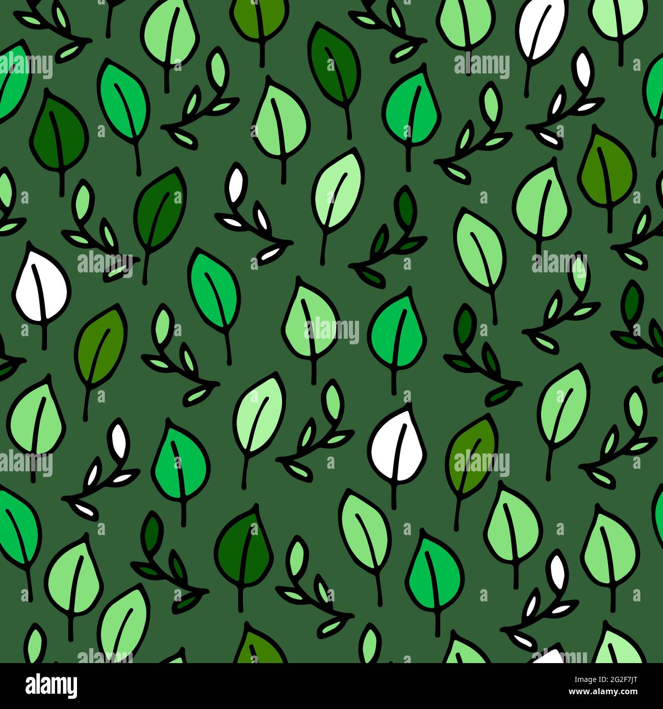 Seamless floral vector pattern. Green Leaves and branches Isolated on ...
