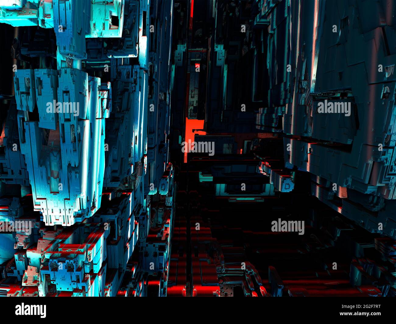 Space storage for cargo. Modern empty dark storehouse with light at the ...