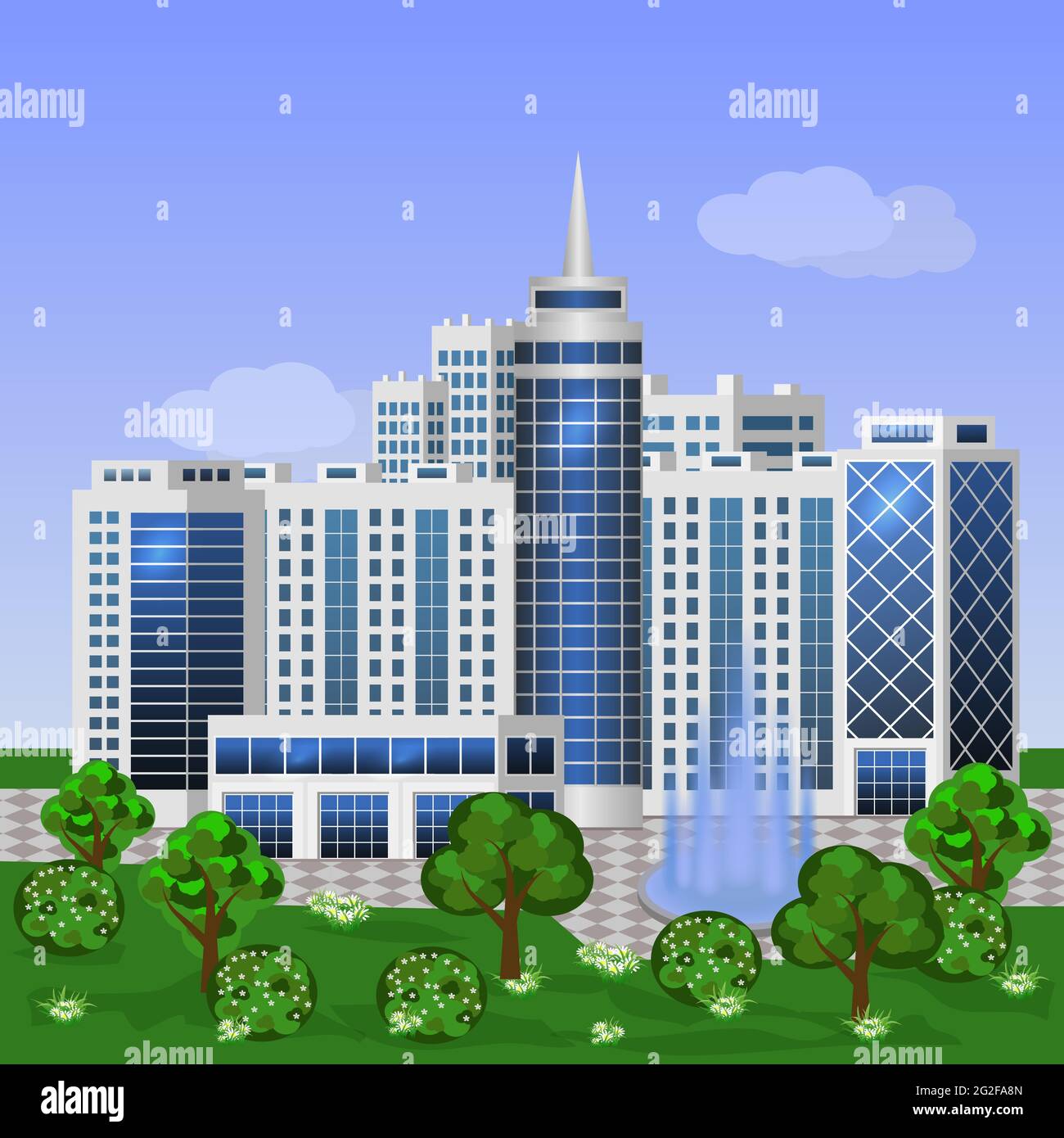 Urban landscape background. Modern city street with business office ...