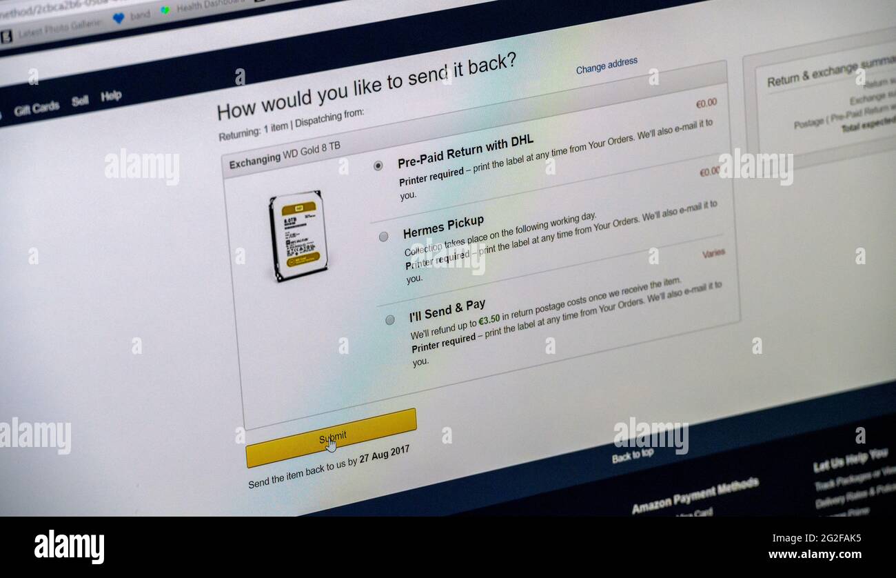 POV at the display of a computer featuring return process of a Western ...
